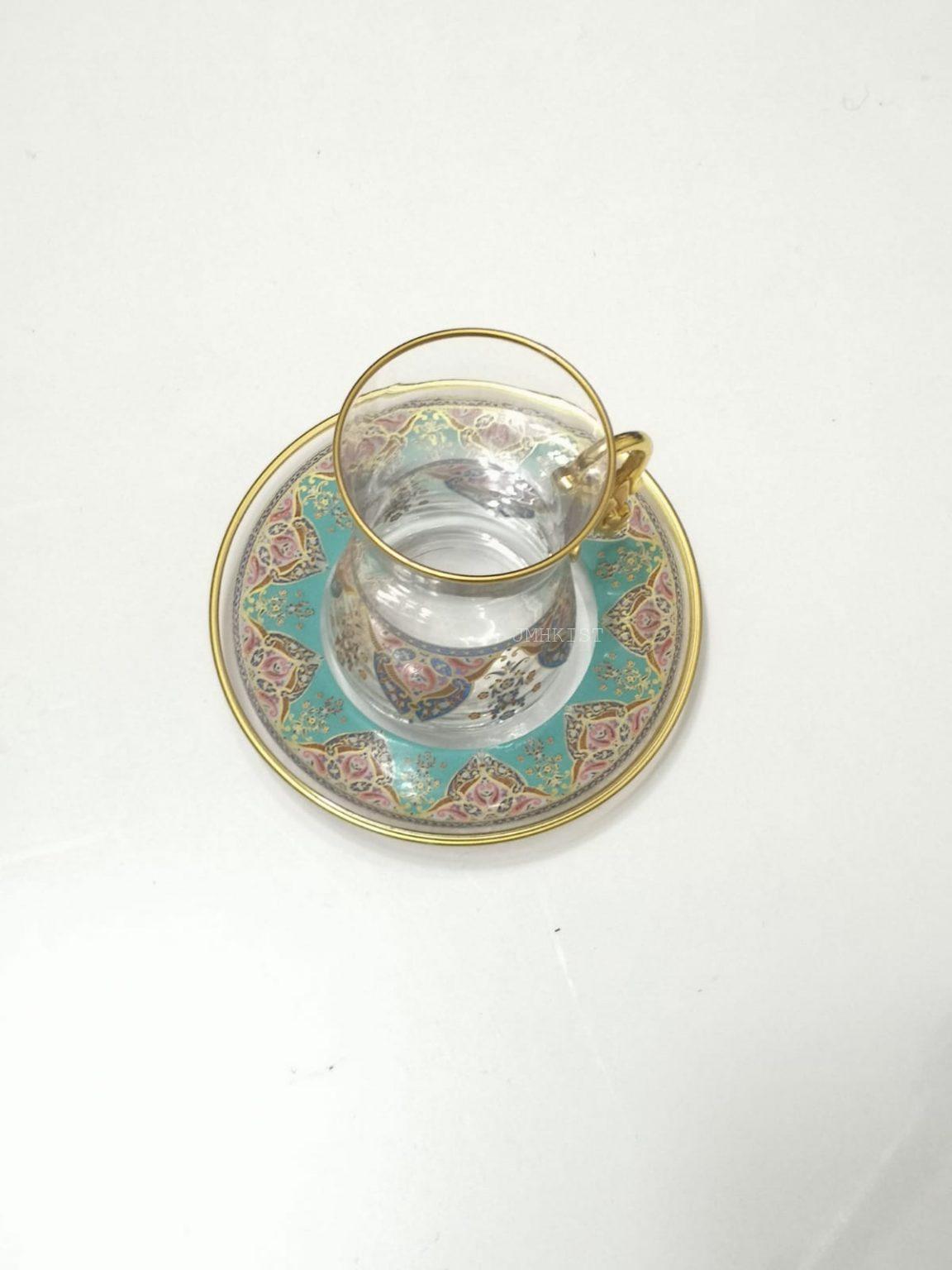 Handmade Glass Turkish Tea Cup (Noble) with a handle - JMHKIST